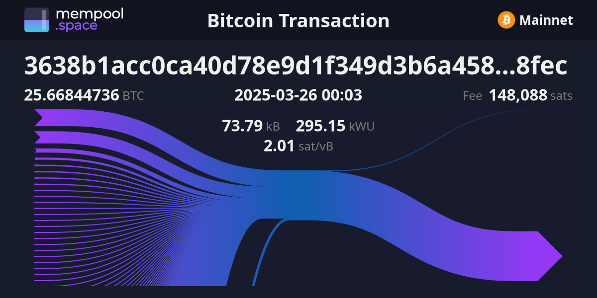 Transaction: 3638b1acc0ca40d78e9d1f349d3b6a4589ff971c02e4910e72305548d9988fec - mempool ...