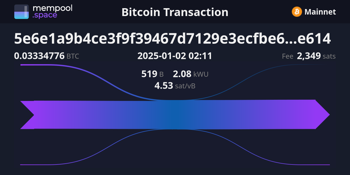 Transaction: 5e6e1a9b4ce3f9f39467d7129e3ecfbe6c81c08dd377aac666fedc9a758fe614 - mempool ...