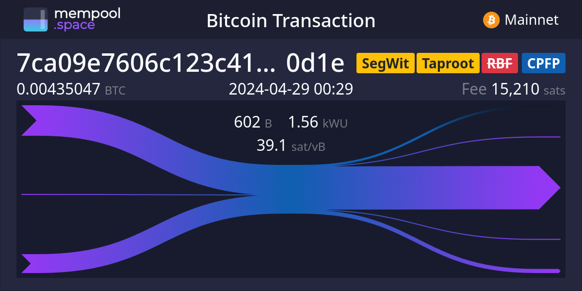 Transaction: 7ca09e7606c123c41411ec7fbcc59e65053b2667486c6f6b8e711af4bc8f0d1e - mempool ...